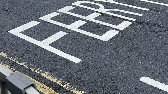 'Feery' road markings at Torpoint ferry crossing | cornish-times.co.uk
