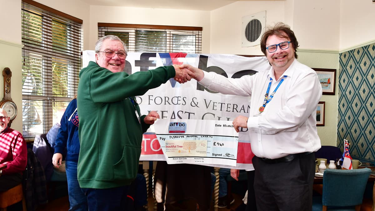 Torpoint Veterans hand over cheque to Plymouth Hospital charity ...