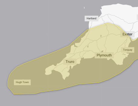 Cornwall braced for heavy rain as yellow weather warning issued ...